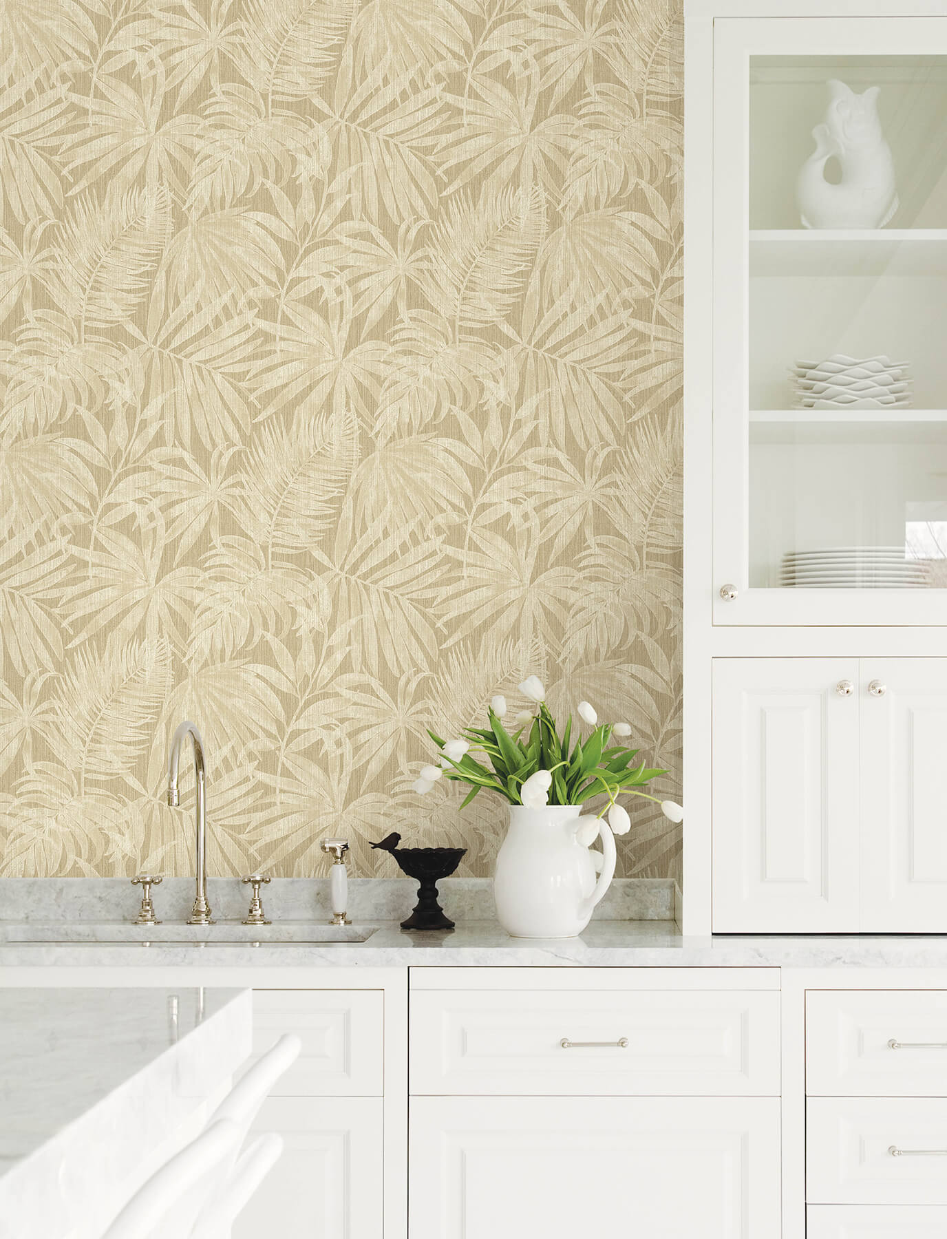 4191-83028 - Sonny Light Brown Fronds Wallpaper - by Chesapeake