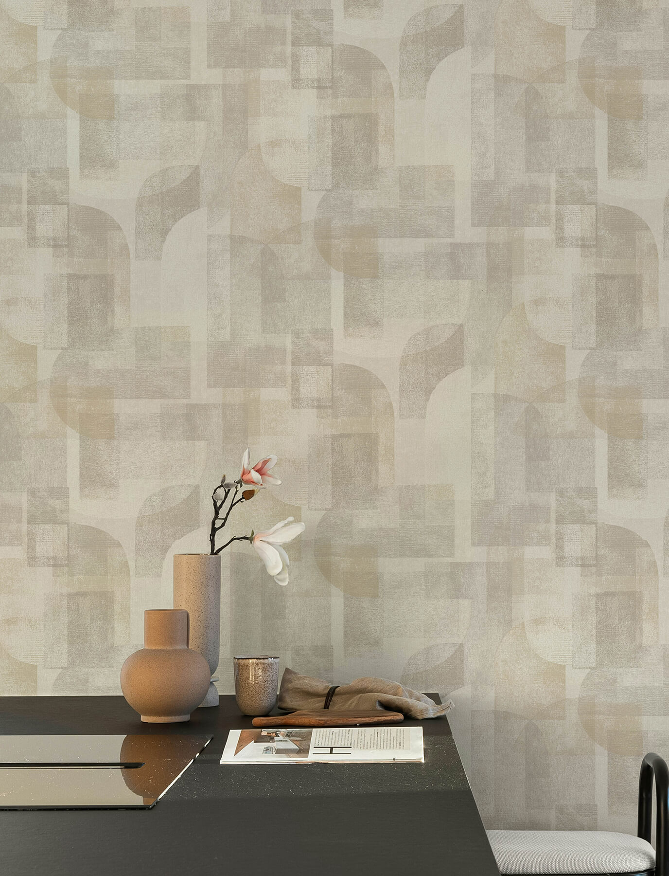 4191-83030 - Cassandra Taupe Block Geometric Wallpaper - by Chesapeake