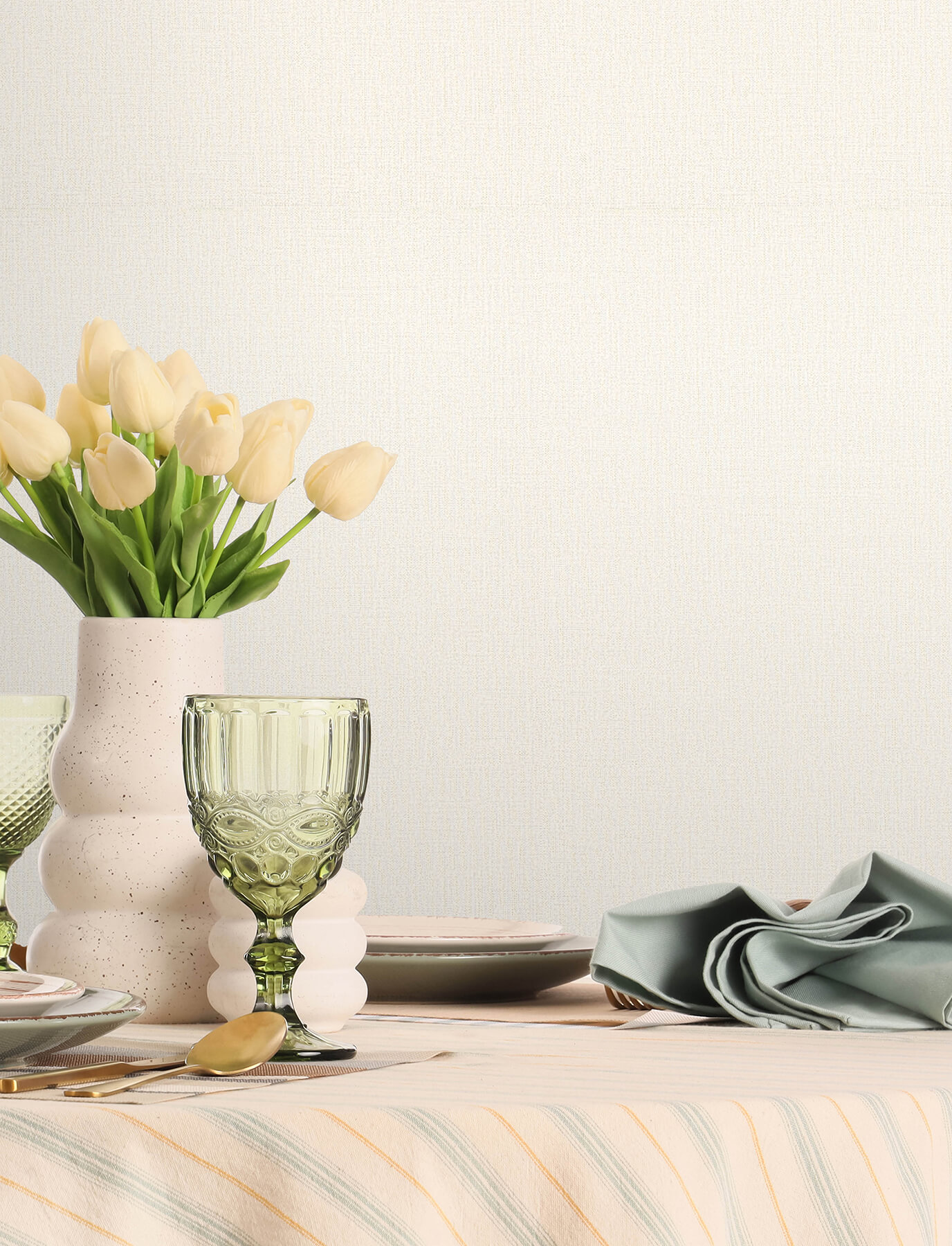 4191-83034 - Sonia Bone Faux Linen Wallpaper - by Chesapeake