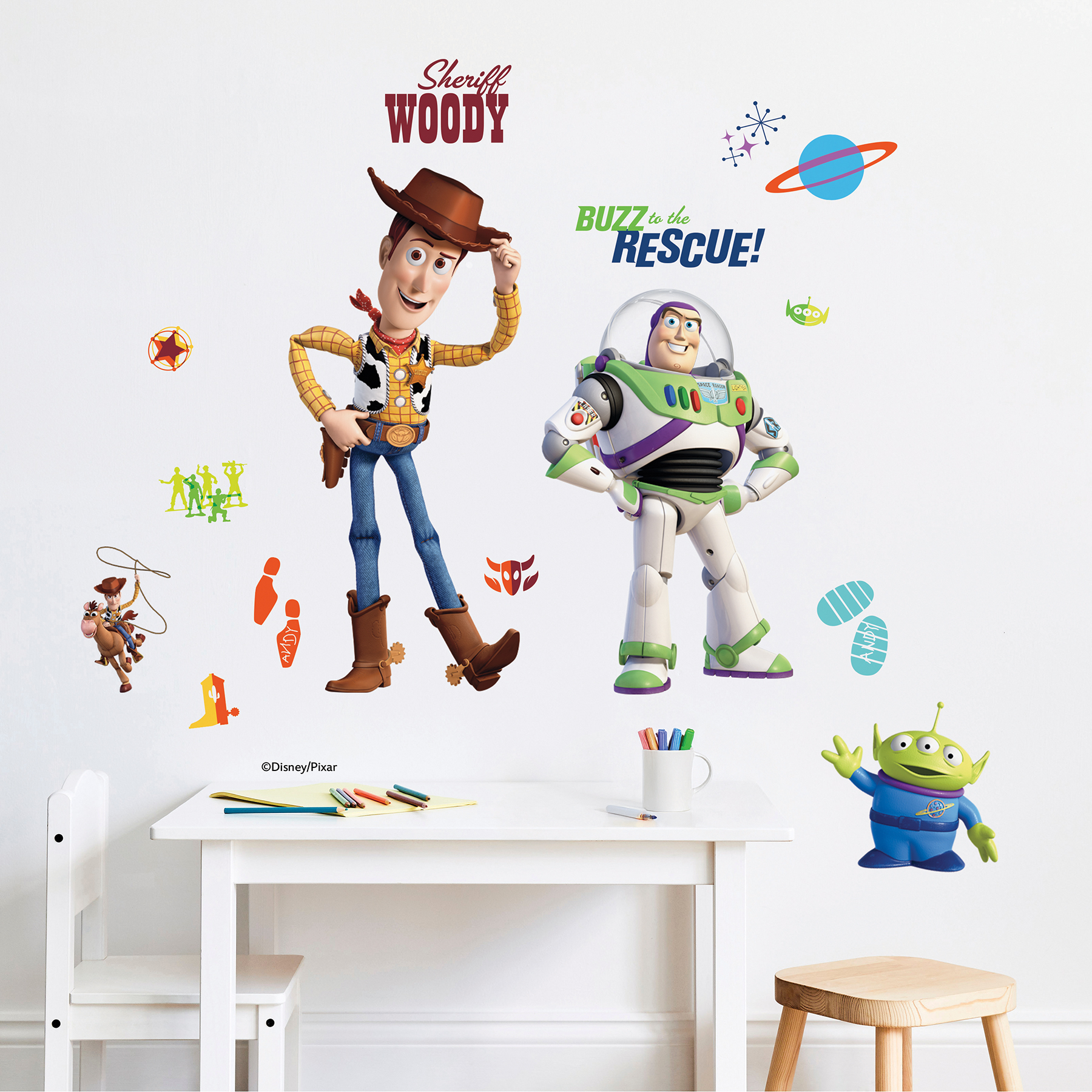 RMDM5595 - Disney Buzz Lightyear and Woody Blue Wall Decals - by Disney ...