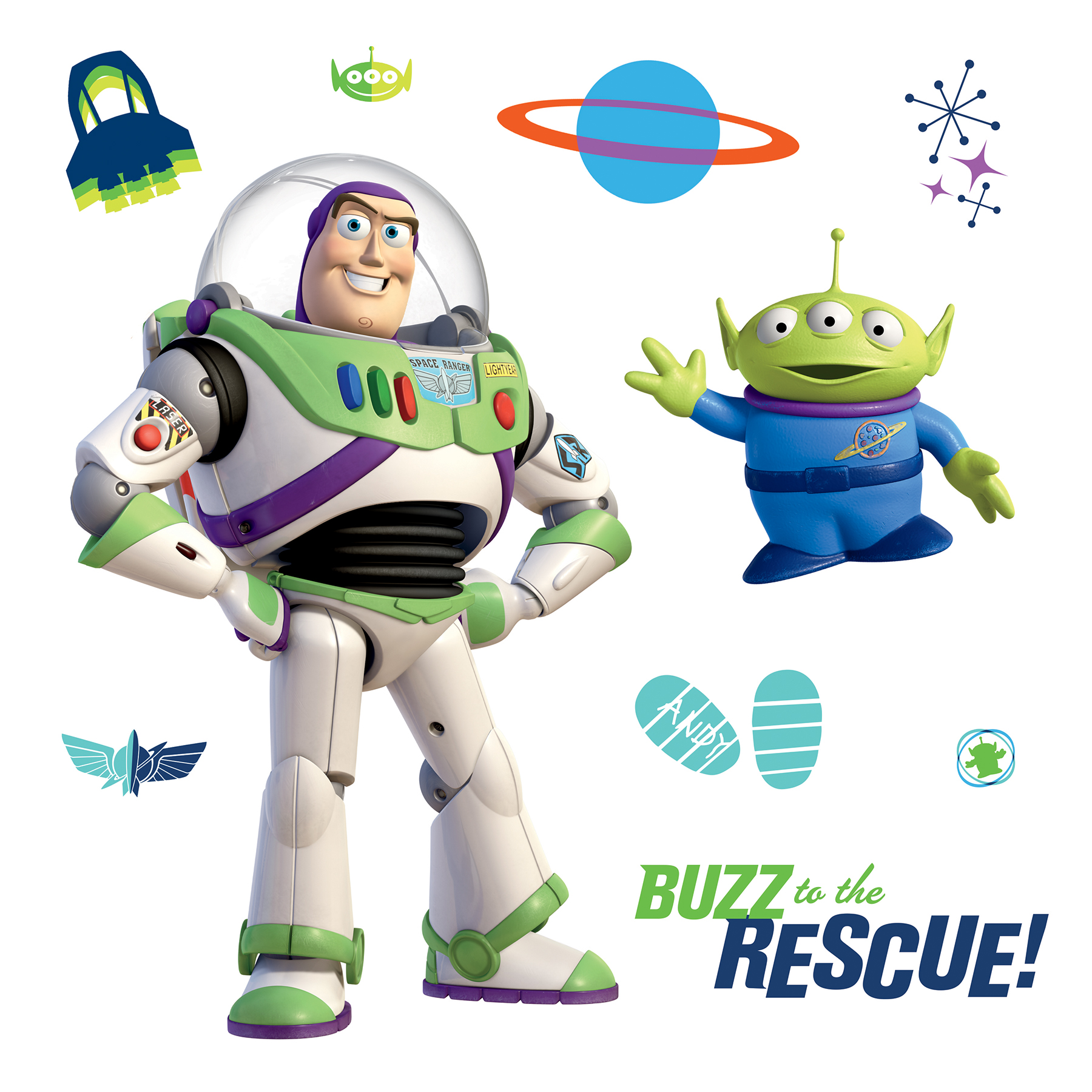RMDM5595 - Disney Buzz Lightyear and Woody Blue Wall Decals - by Disney ...