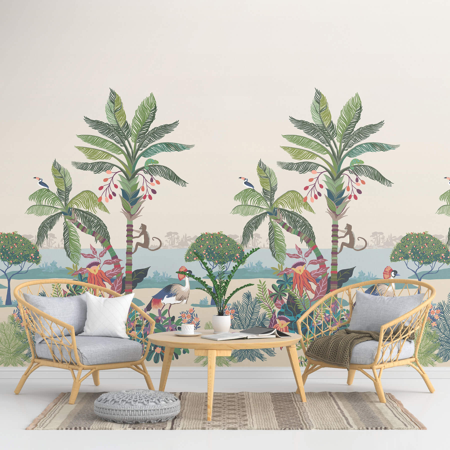 York Wallcoverings. PSW1711M - Tropical Lagoon Earthy Premium Peel ...