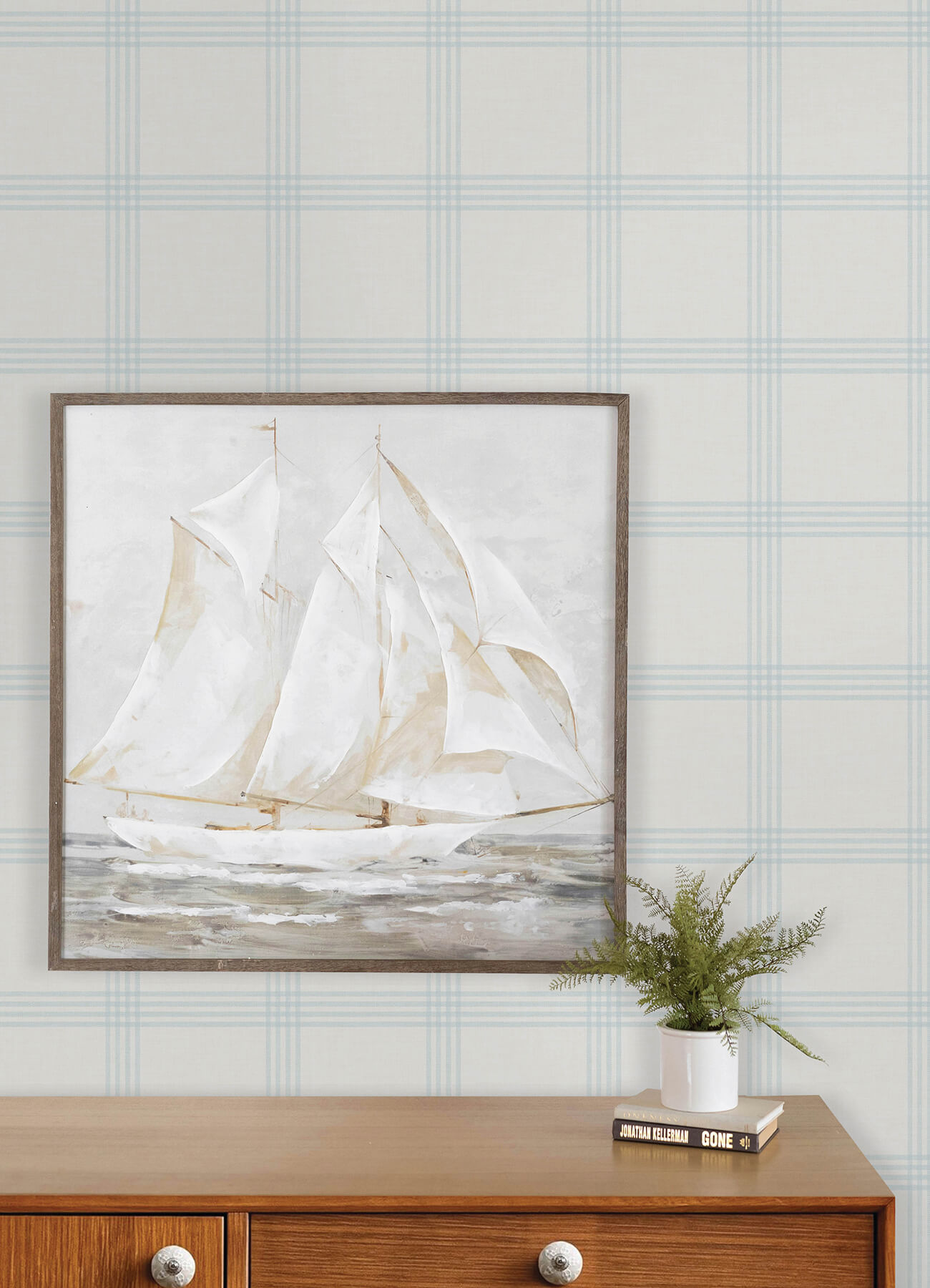4192-24475 - Twain Light Blue Plaid Wallpaper - by Chesapeake