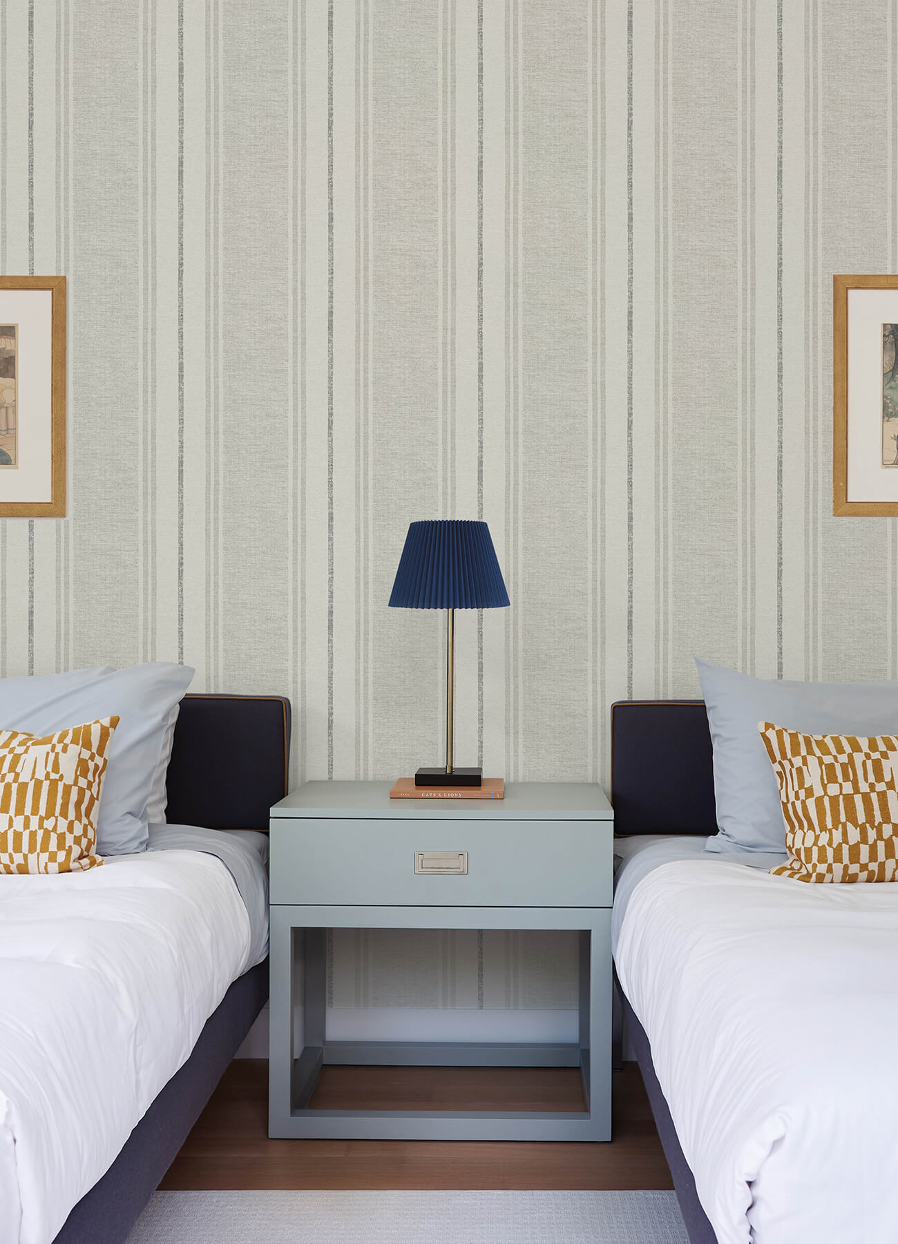 4192-83441 - Maddox Grey Flannel Stripe Wallpaper - by Chesapeake